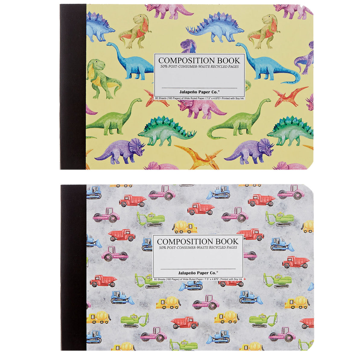 Dinos and Construction Half Composition Book Set
